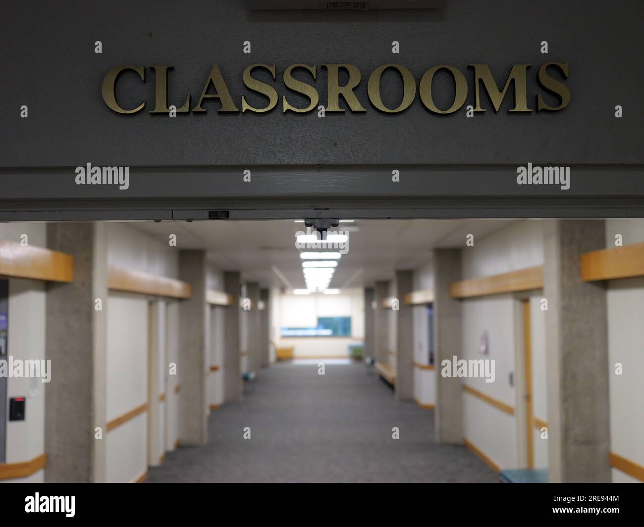 Generic Empty School Classroom Hallway - Landscape Orientation Stock ...