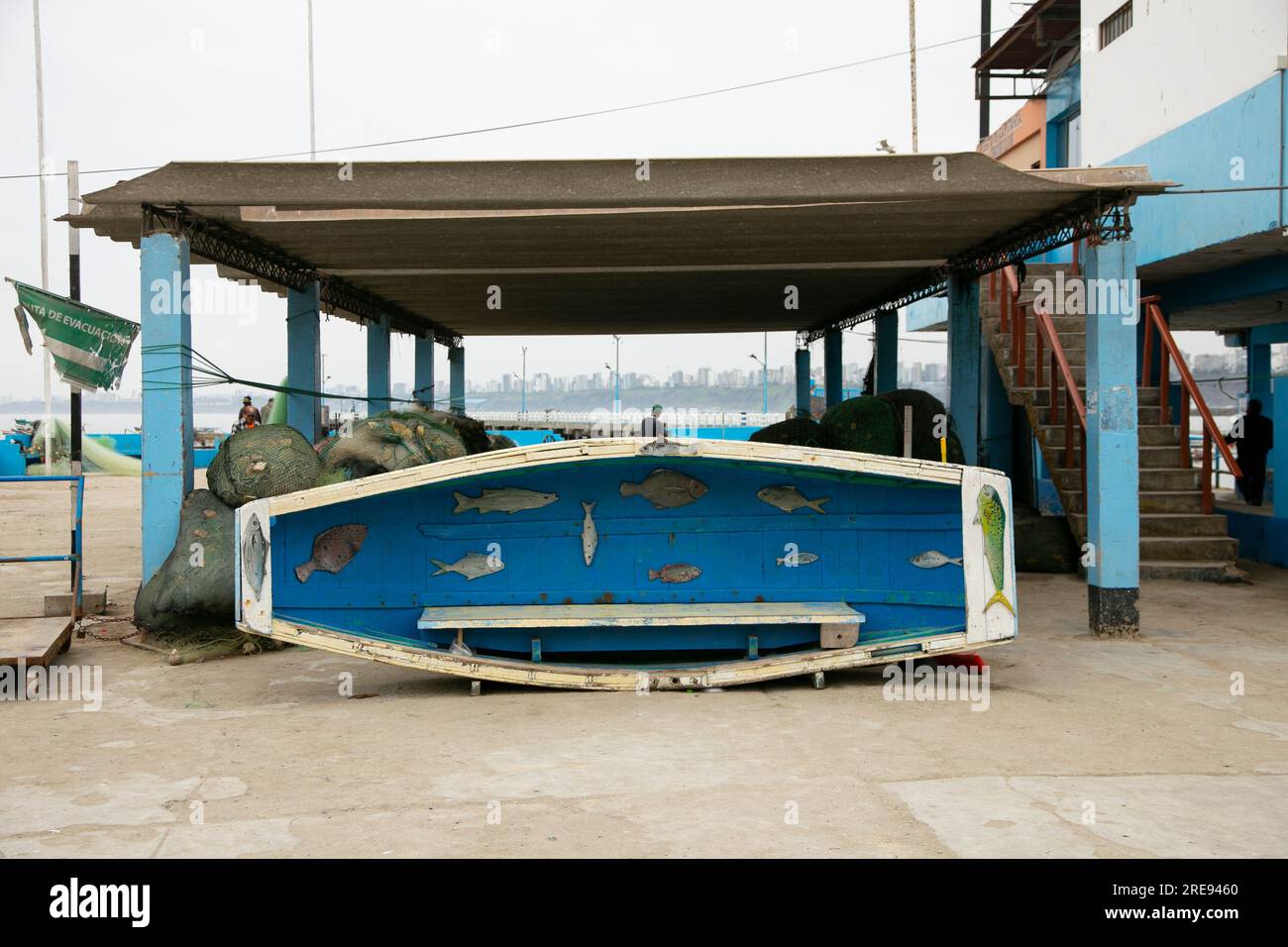 Boats and Activity of the fishing industry in the port of Chorrios in ...