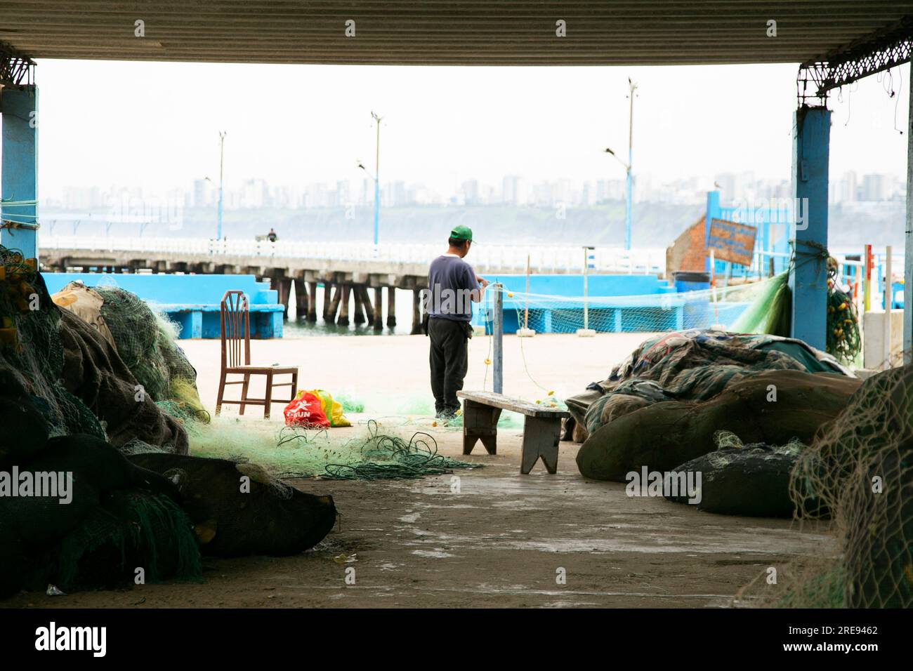 Boats and Activity of the fishing industry in the port of Chorrios in ...
