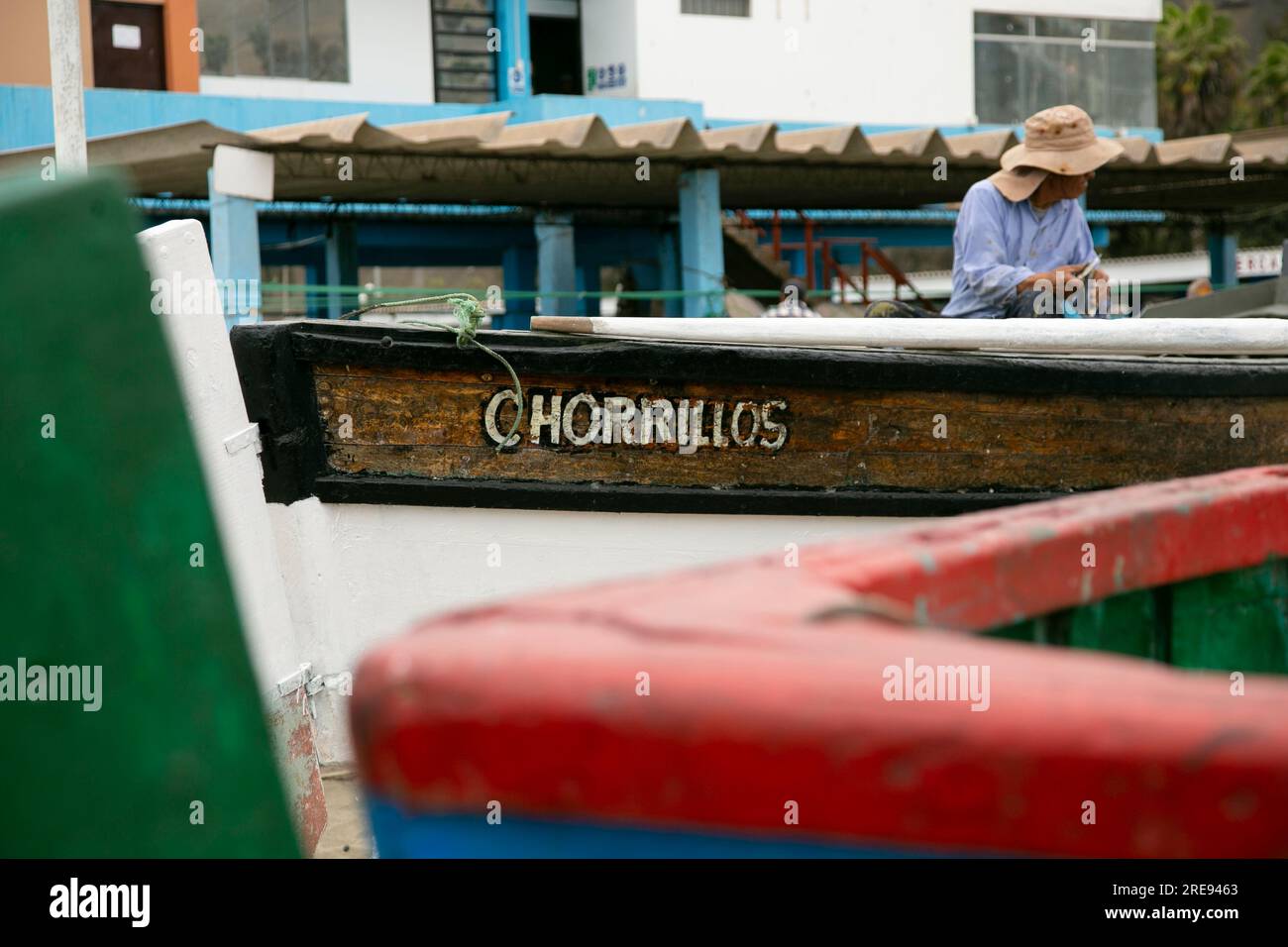 Boats and Activity of the fishing industry in the port of Chorrios in ...