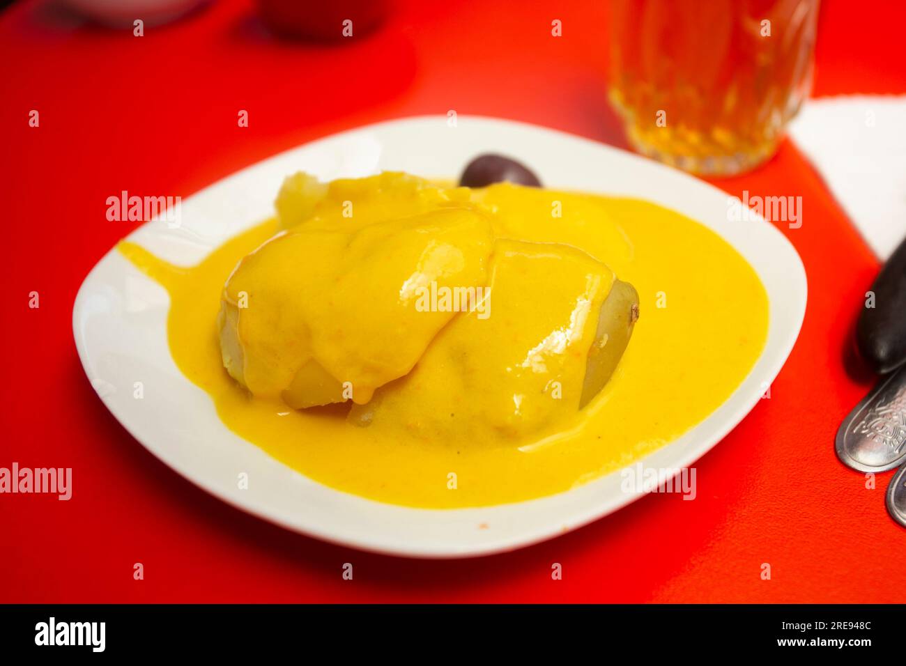 Papa a la huancaína is a typical starter of Peruvian cuisine that has ...