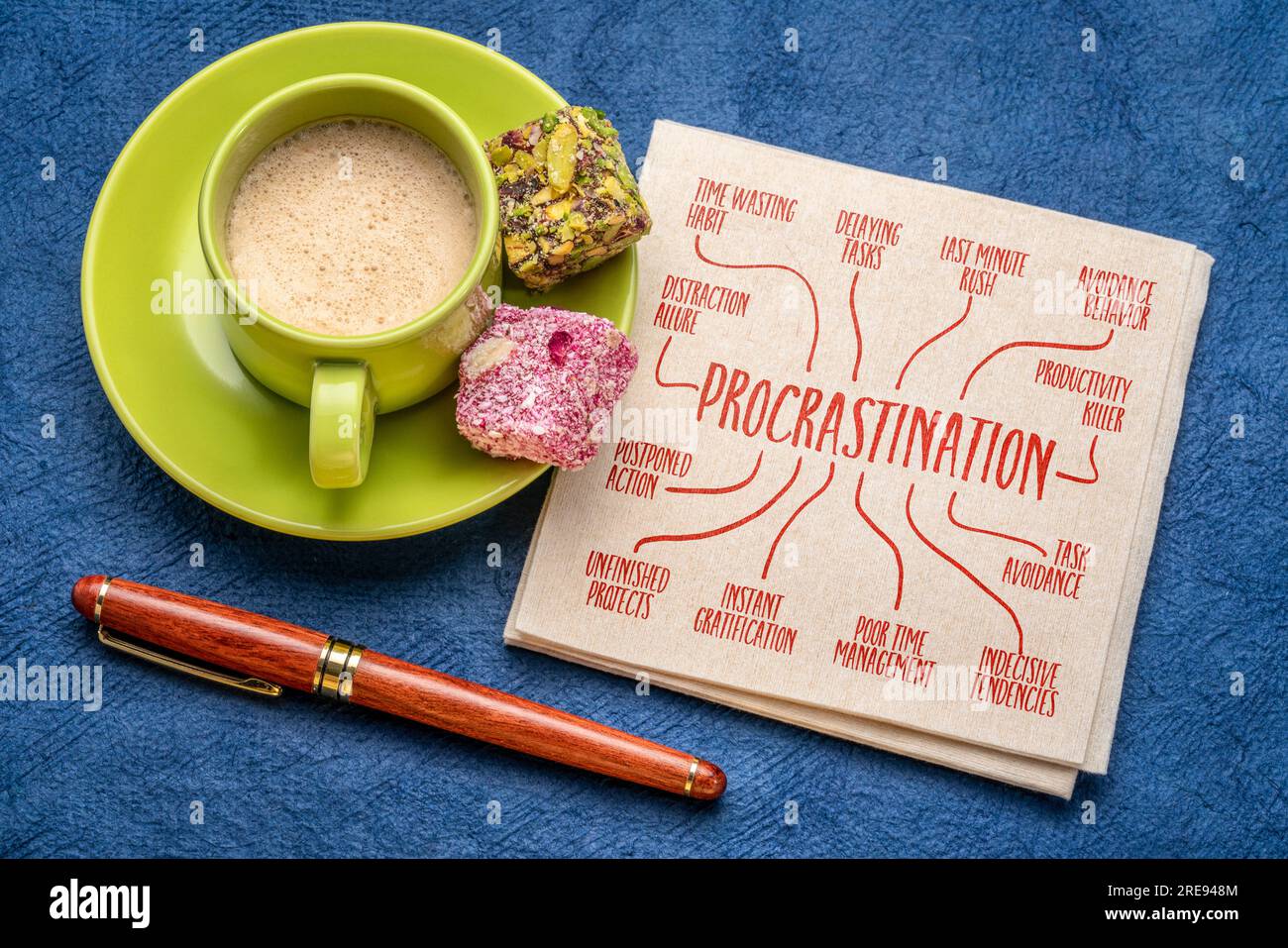 procrastination infographics or mind map sketch on a napkin ...