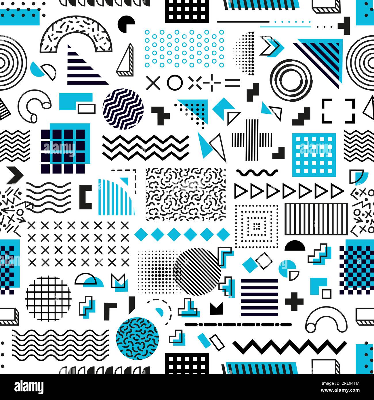 Memphis geometric shapes seamless pattern. Wrapping paper print with ...