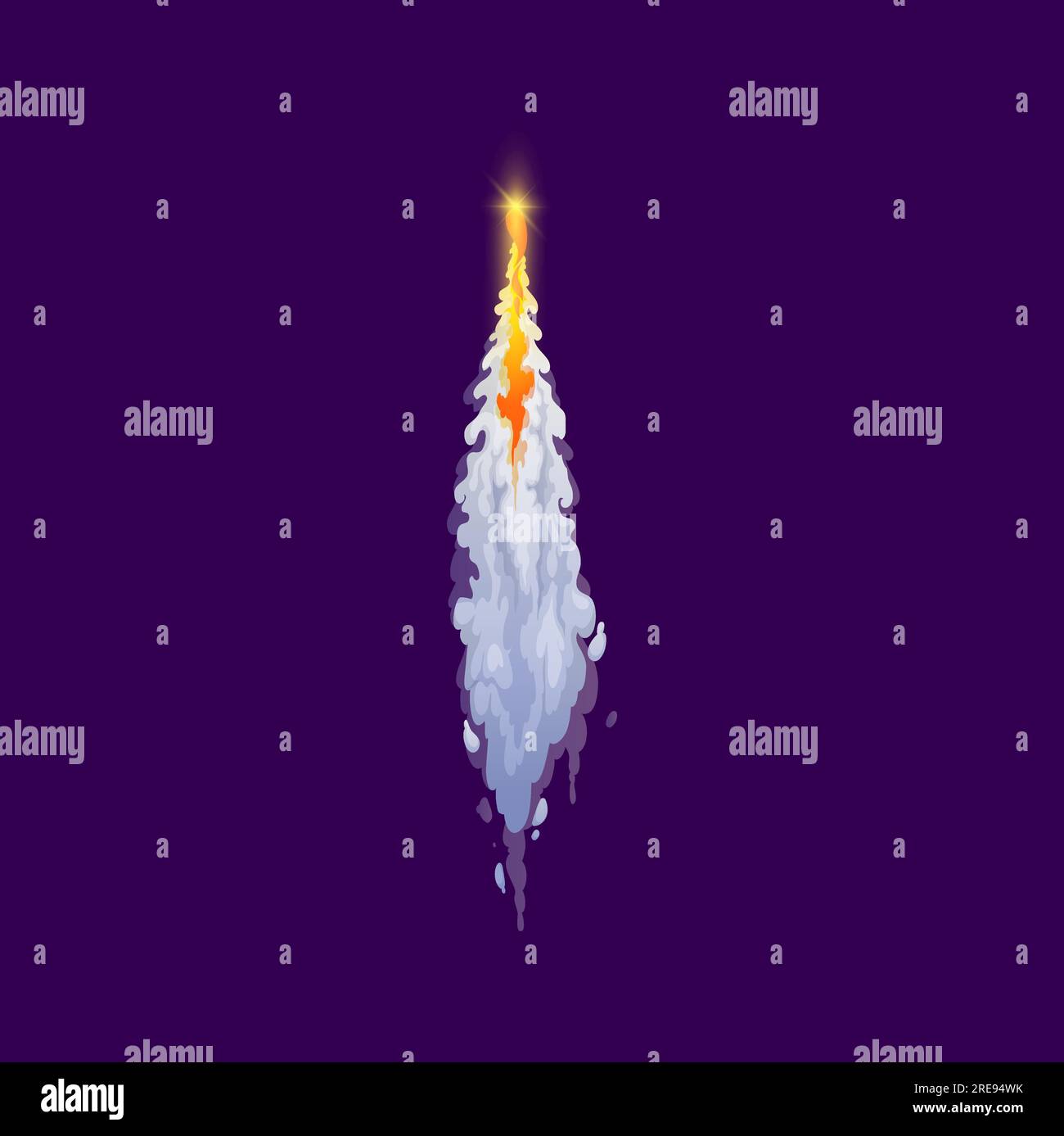 Cartoon rocket smoke trail. Space rocket or jet airplane propulsion ...