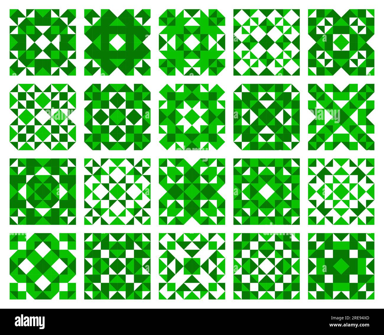 White And Green Ceramic Tile Patterns Or Mosaic Floor Square Seamless Vector Backgrounds Green