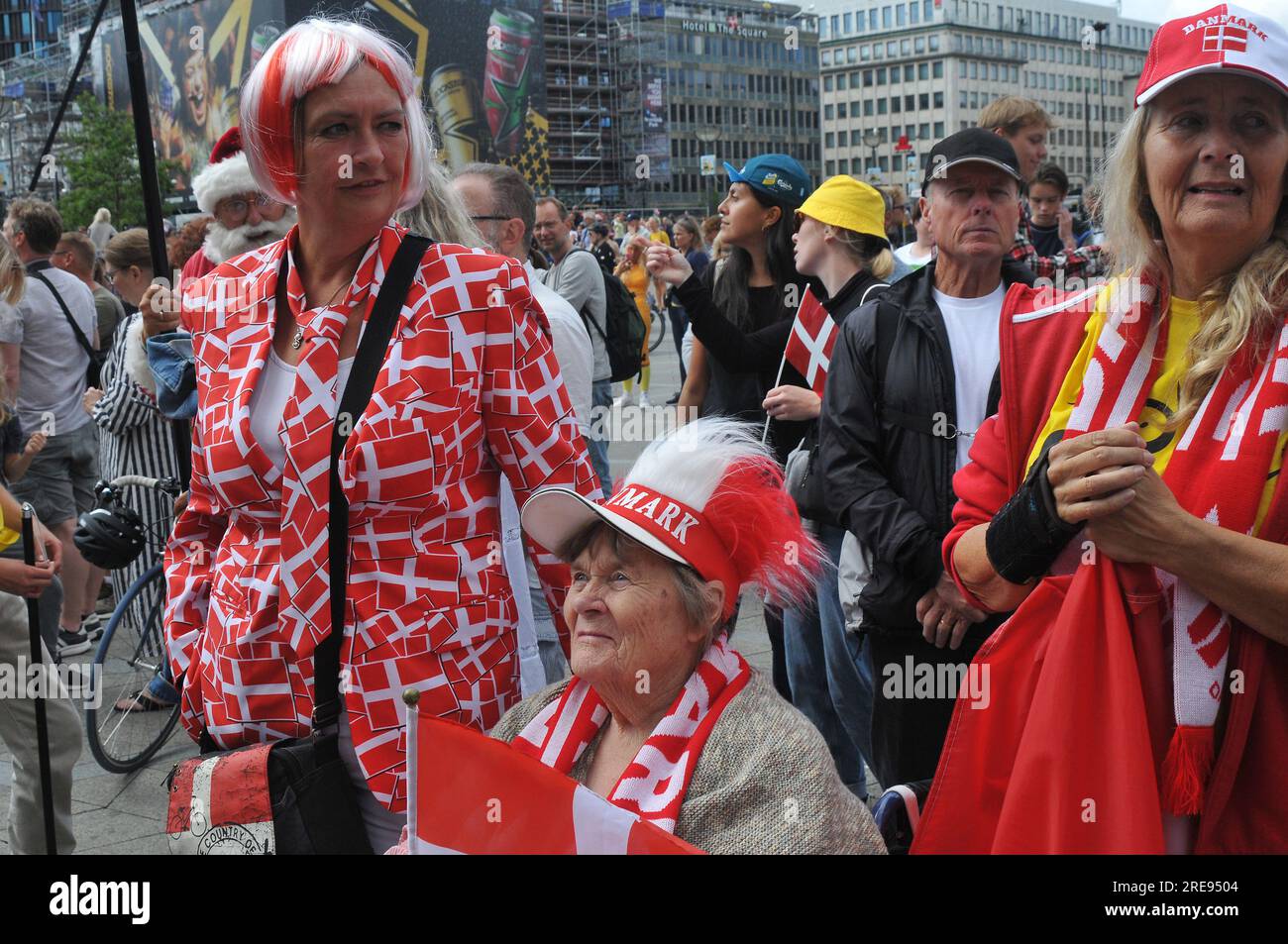 26 July 2023/Danes gettogether on Copenhagen Town Hall square and ...