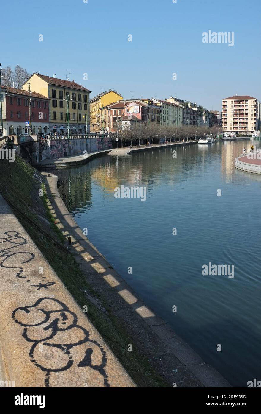 A scene from the Darsena area in Milan, Italy Stock Photo - Alamy