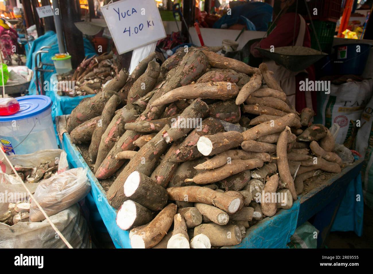 Organic yuca in a market stall in Cusco, Peru Stock Photo - Alamy