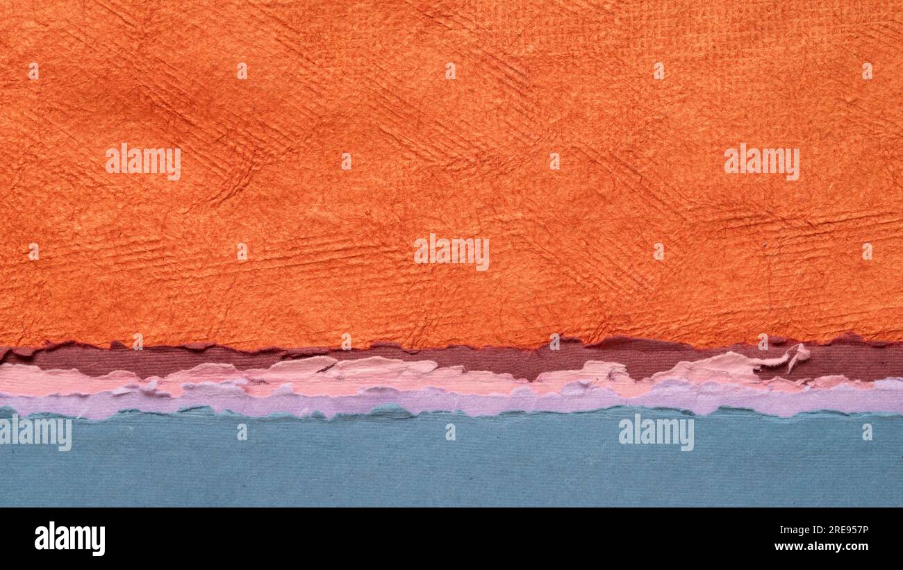 abstract sunset or sunrise landscape in blue and orange tones - a ...