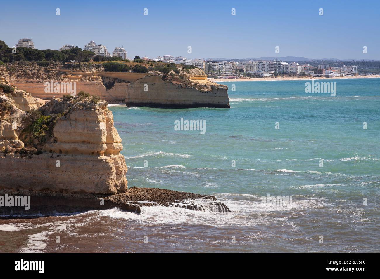 Praia de Nossa Senhora da Rocha on a beautiful sunny day, located on ...