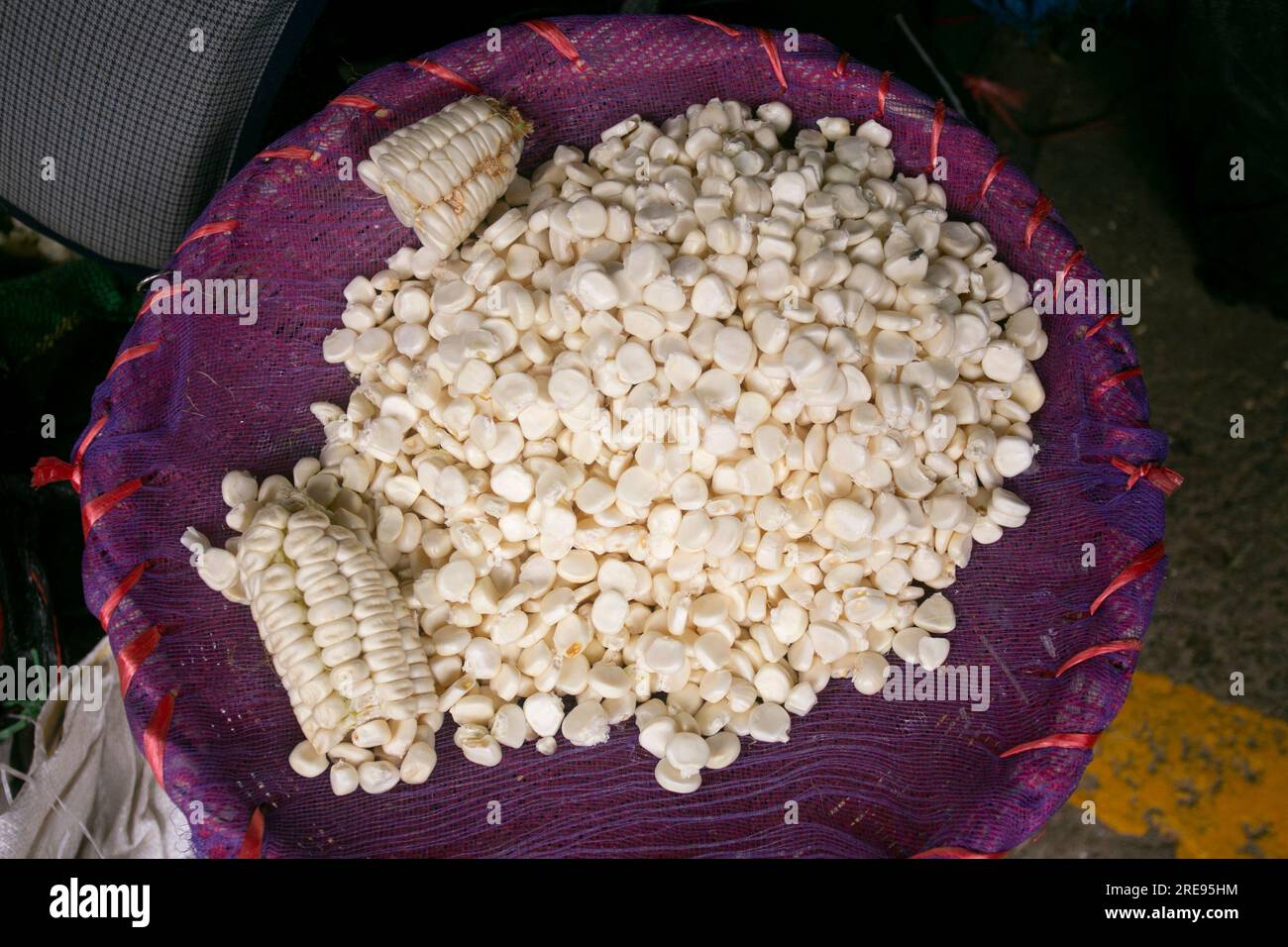 Ears of corn at a stall in the central fruit and vegetable market in ...