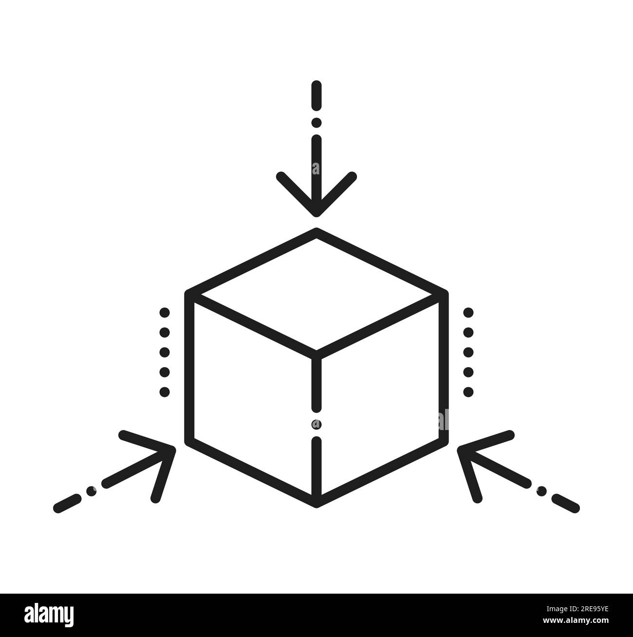 Scalability icon, cube and arrows in video zoom, outline sign. Vector ...