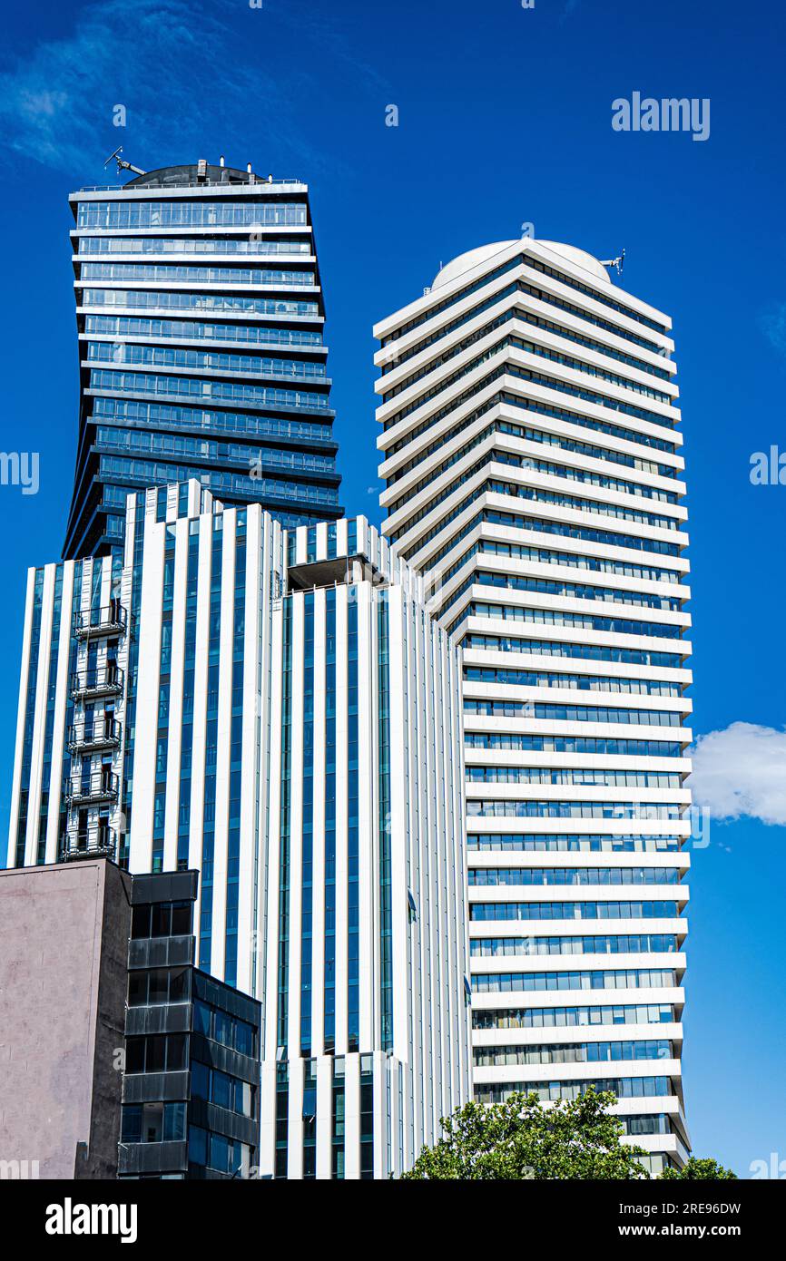 Modern architecture of business downtown of Tbilisi city with twin ...