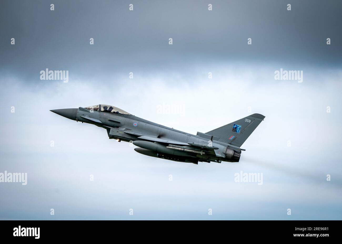 An RAF Typhoon jet takes off on a training exercise at Amari Airbase in Estonia. Here a squadron ...