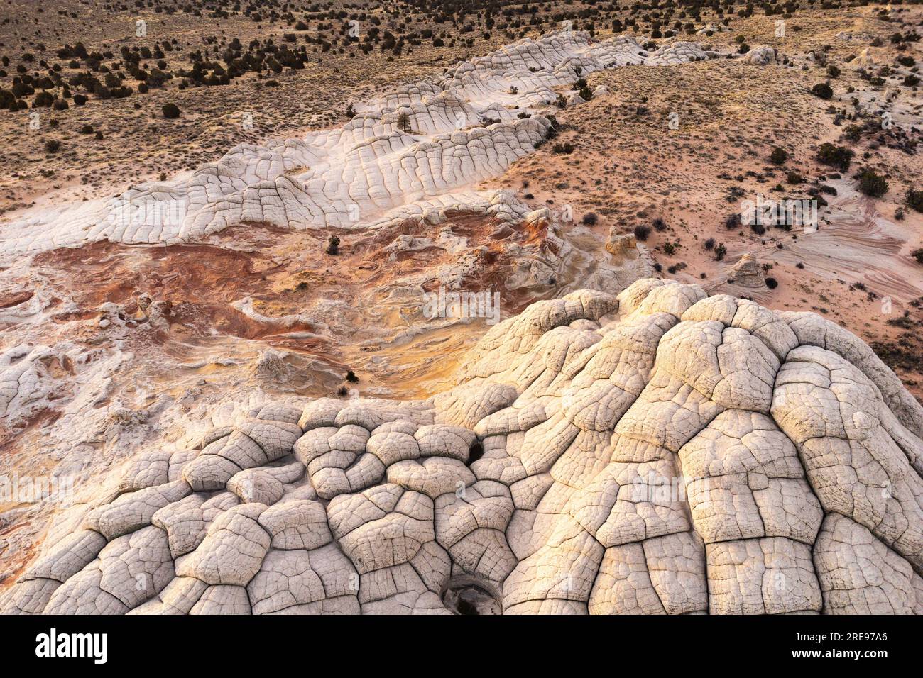 Spectacular aerial view of rough sandstone hills in White Pocket of ...