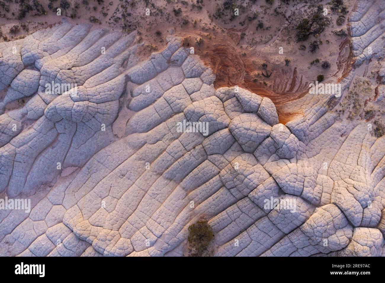 Amazing drone view of uneven surface of unique sandstone White Pocket ...