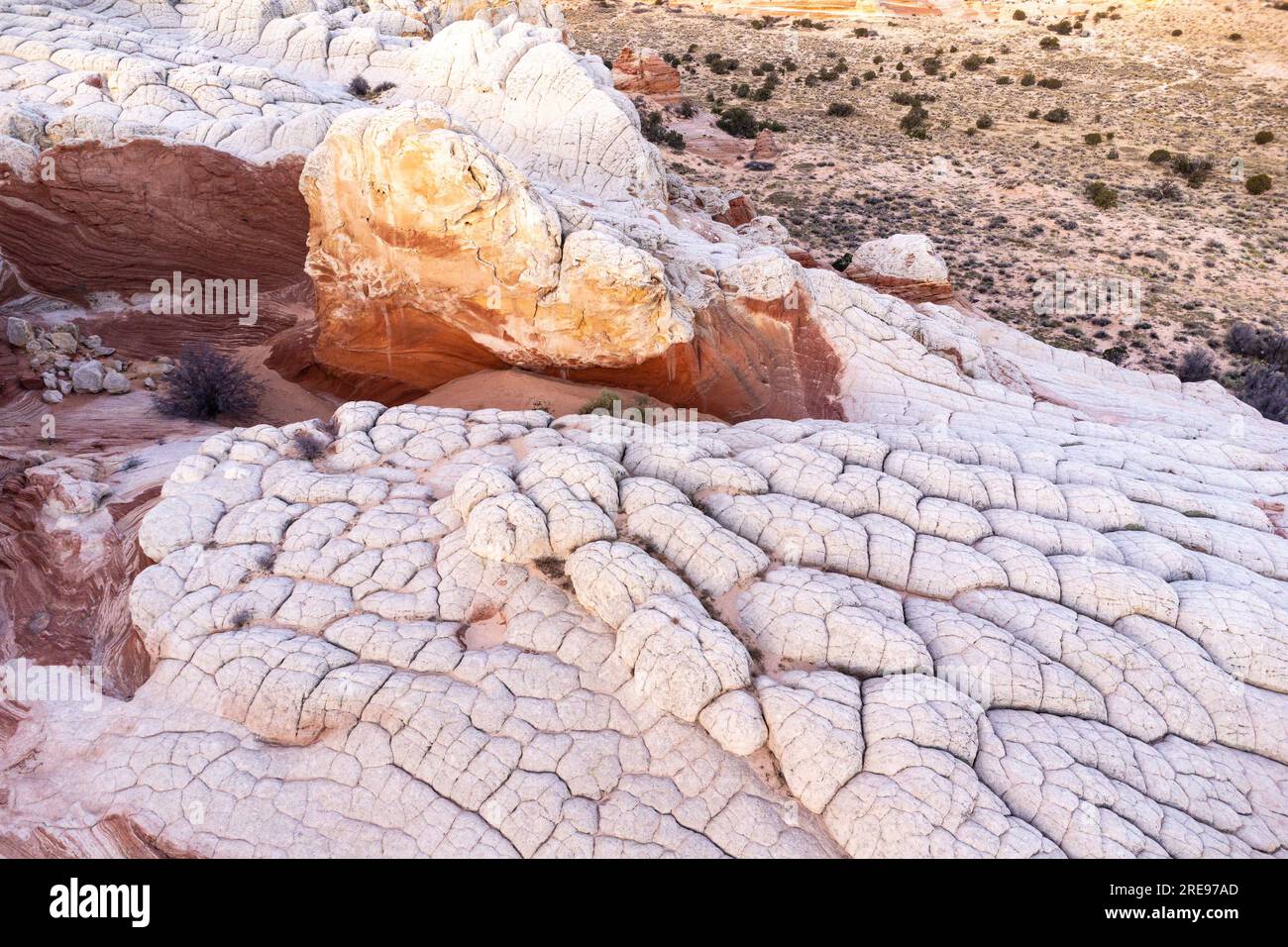 Spectacular aerial view of rough sandstone hills in White Pocket of ...