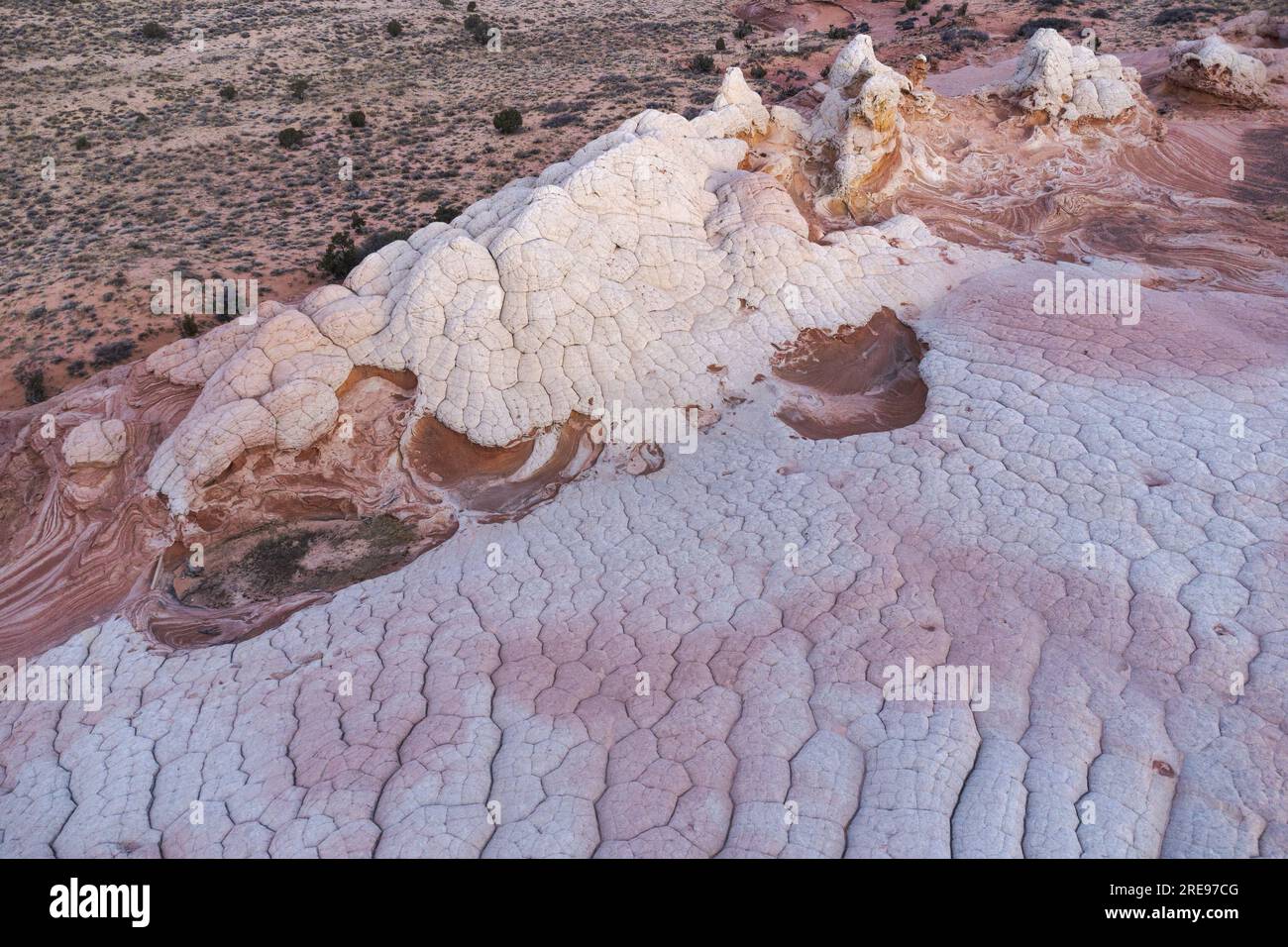 Spectacular aerial view of rough sandstone hills in White Pocket of ...