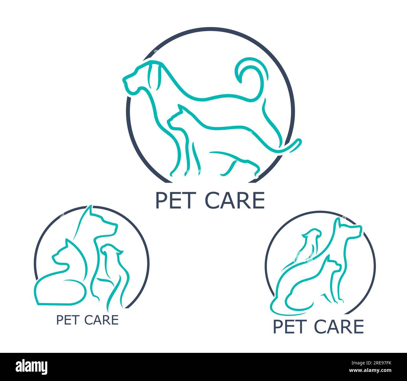 Pet clinic icons, pet veterinary care symbols. Domestic animal medical ...
