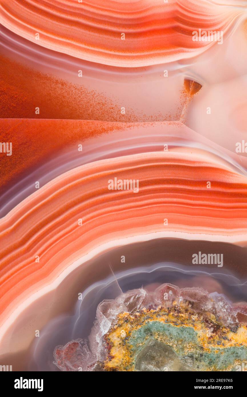 Top view of abstract background of cross section of unique agate stone ...