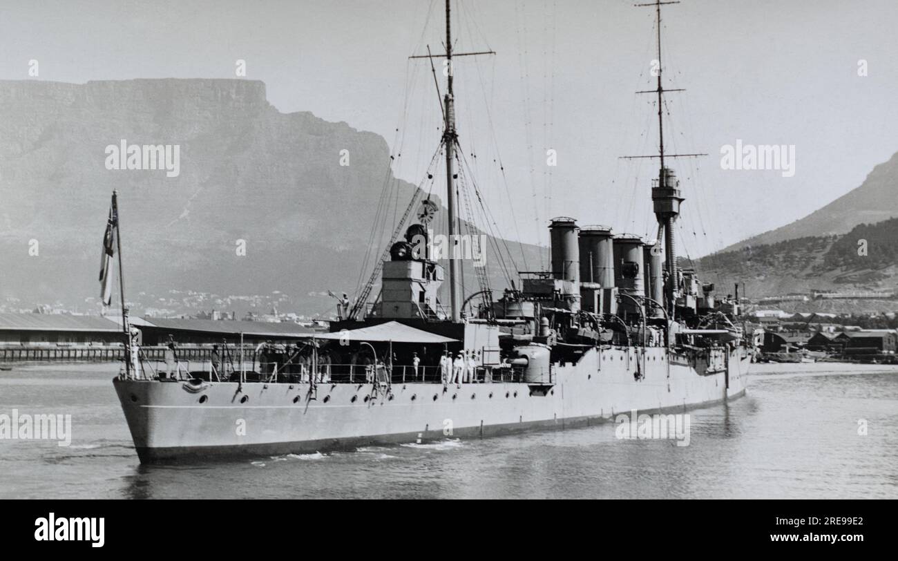 The Royal Navy light cruiser HMS Dublin in Cape Town, c. 1920-1924 ...
