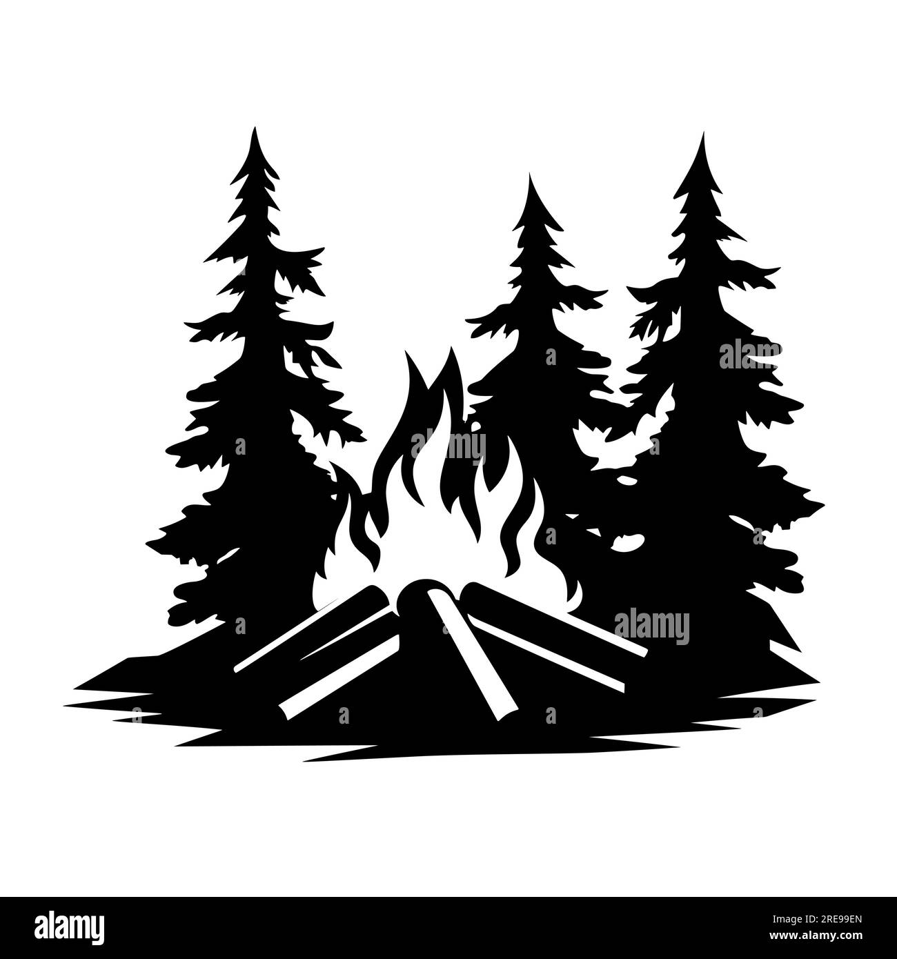 Camp fire icon. Bonfire burning on firewood sign. Vector Stock Vector ...