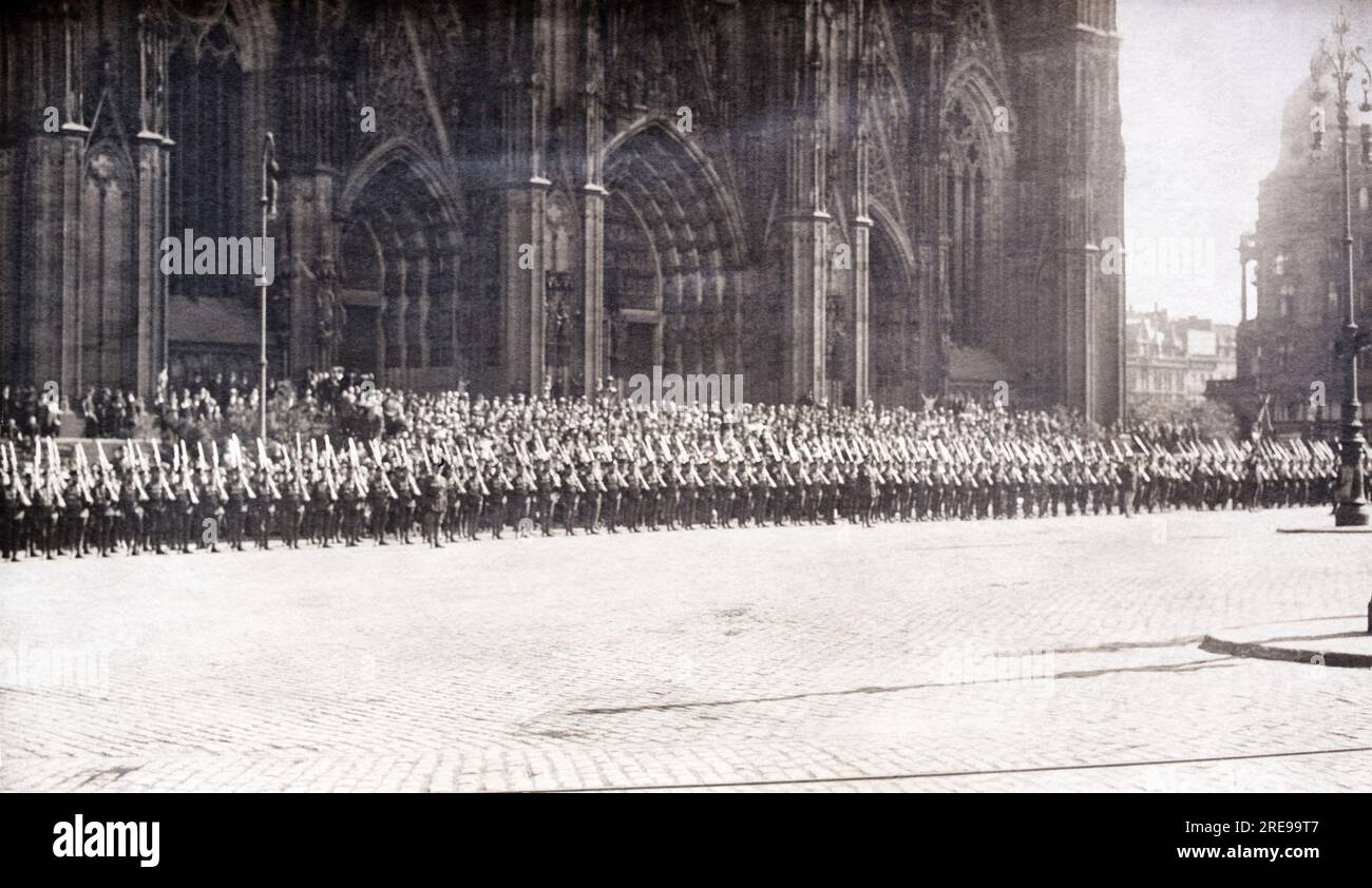 Men of the 20th Battalion, Durham Light Infantry parading in front of ...