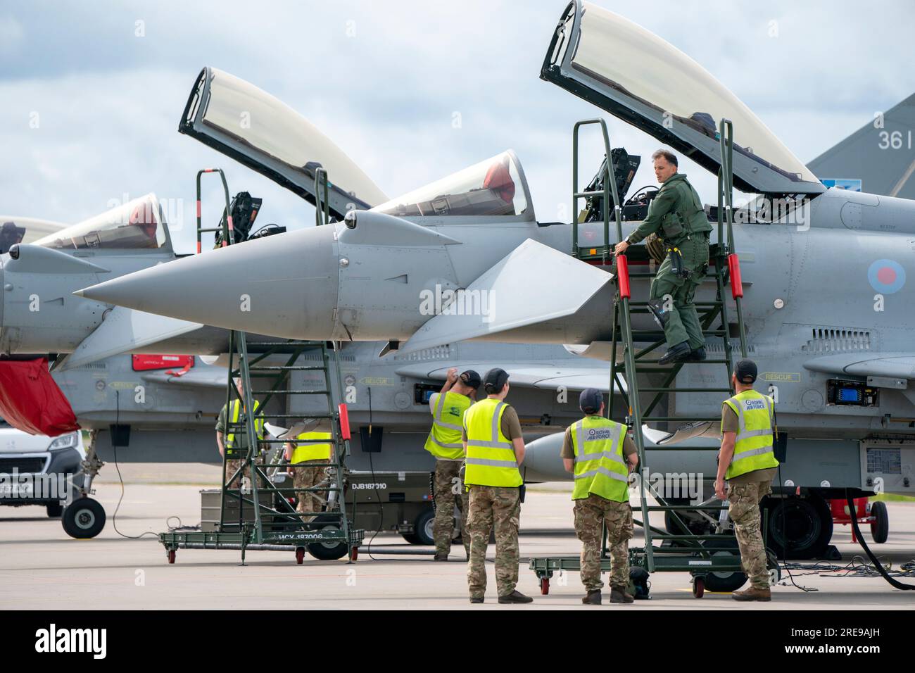 RAF Typhoon jets are prepared for take off at Amari Airbase in Estonia ...