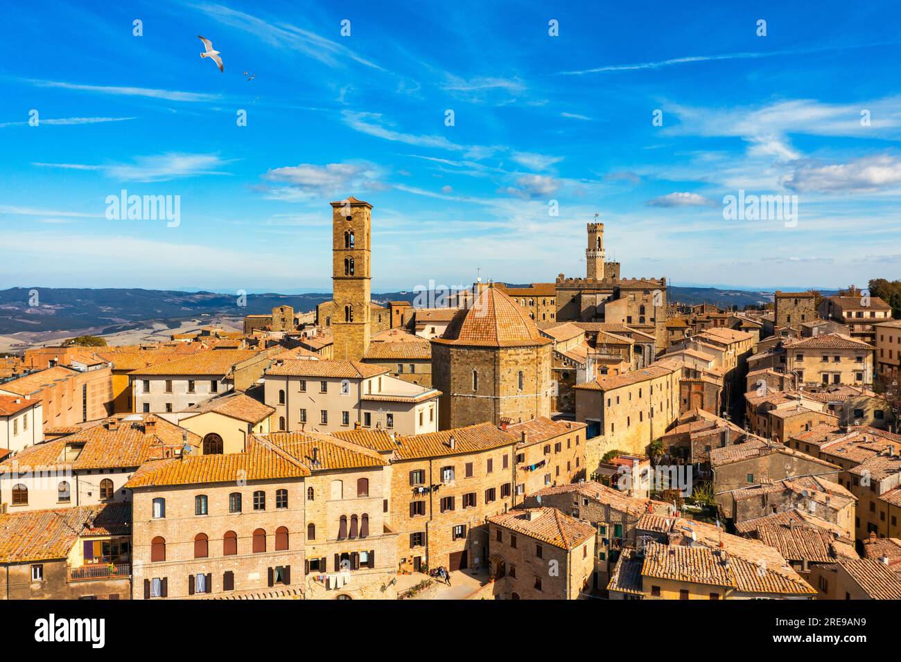 Tuscany, Volterra town skyline, church and panorama view. Maremma ...