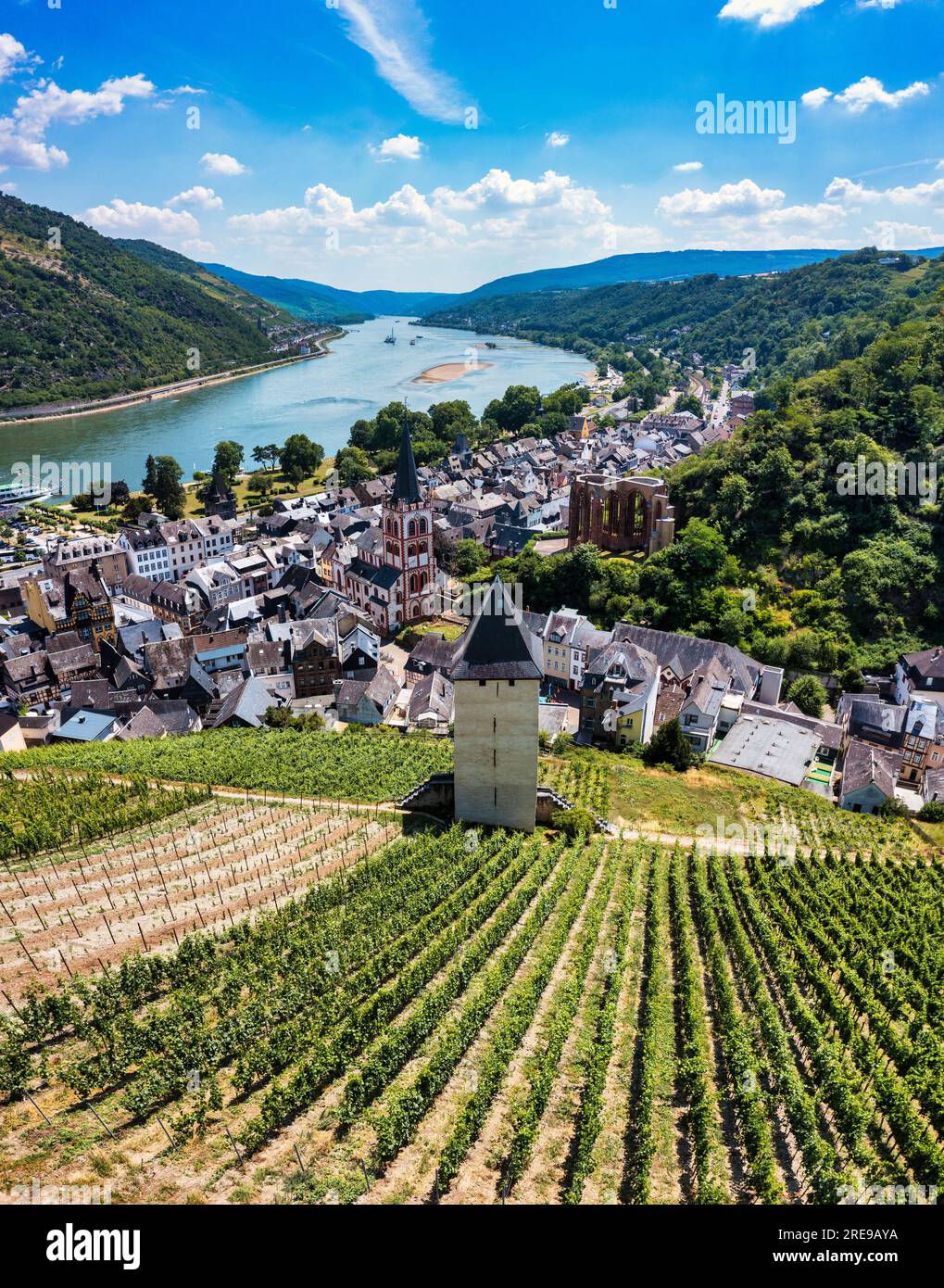 Bacharach panoramic view. Bacharach is a small town in Rhine valley in ...