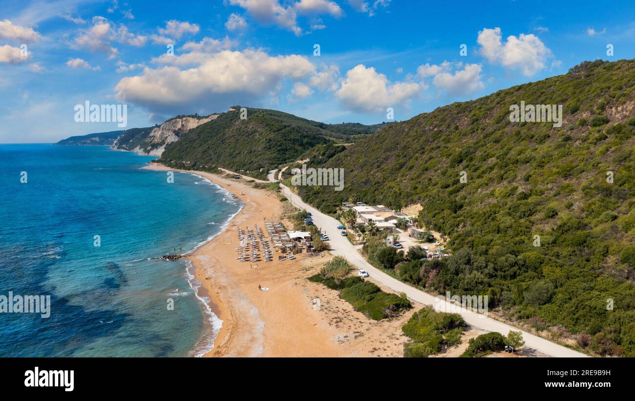 Wonderful view of Kanoula beach. Greece. Aerial view of Kanoula beach ...