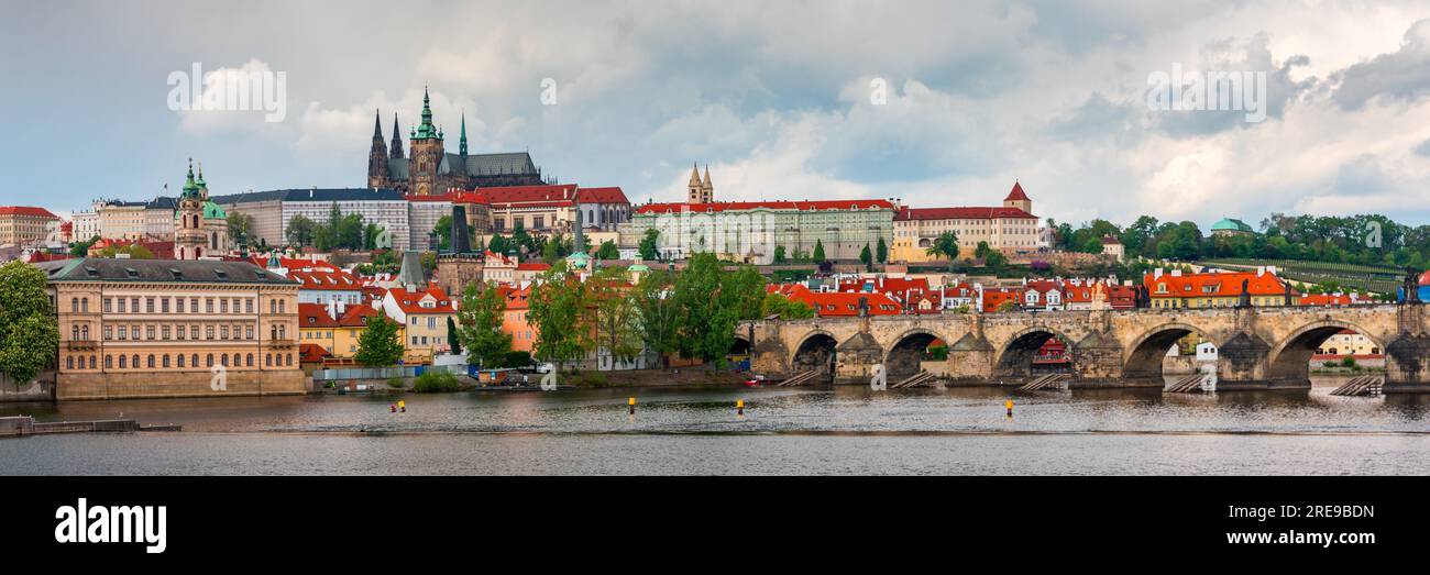 Prague scenic spring view of the Prague Old Town pier architecture ...