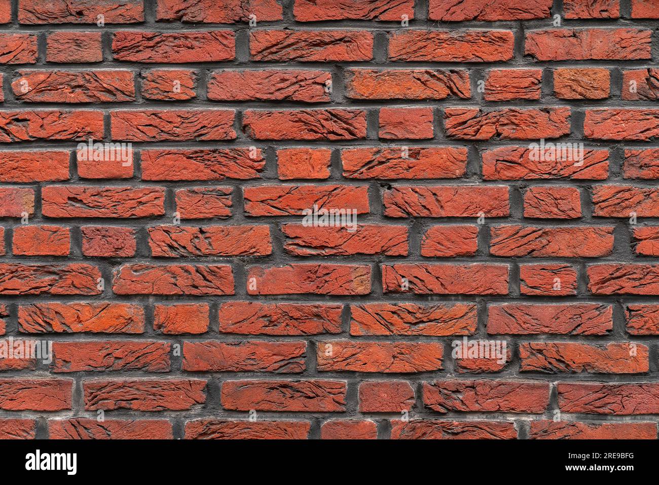 Fragment of a red brick wall. Close up. Strict horizontal lines Stock ...