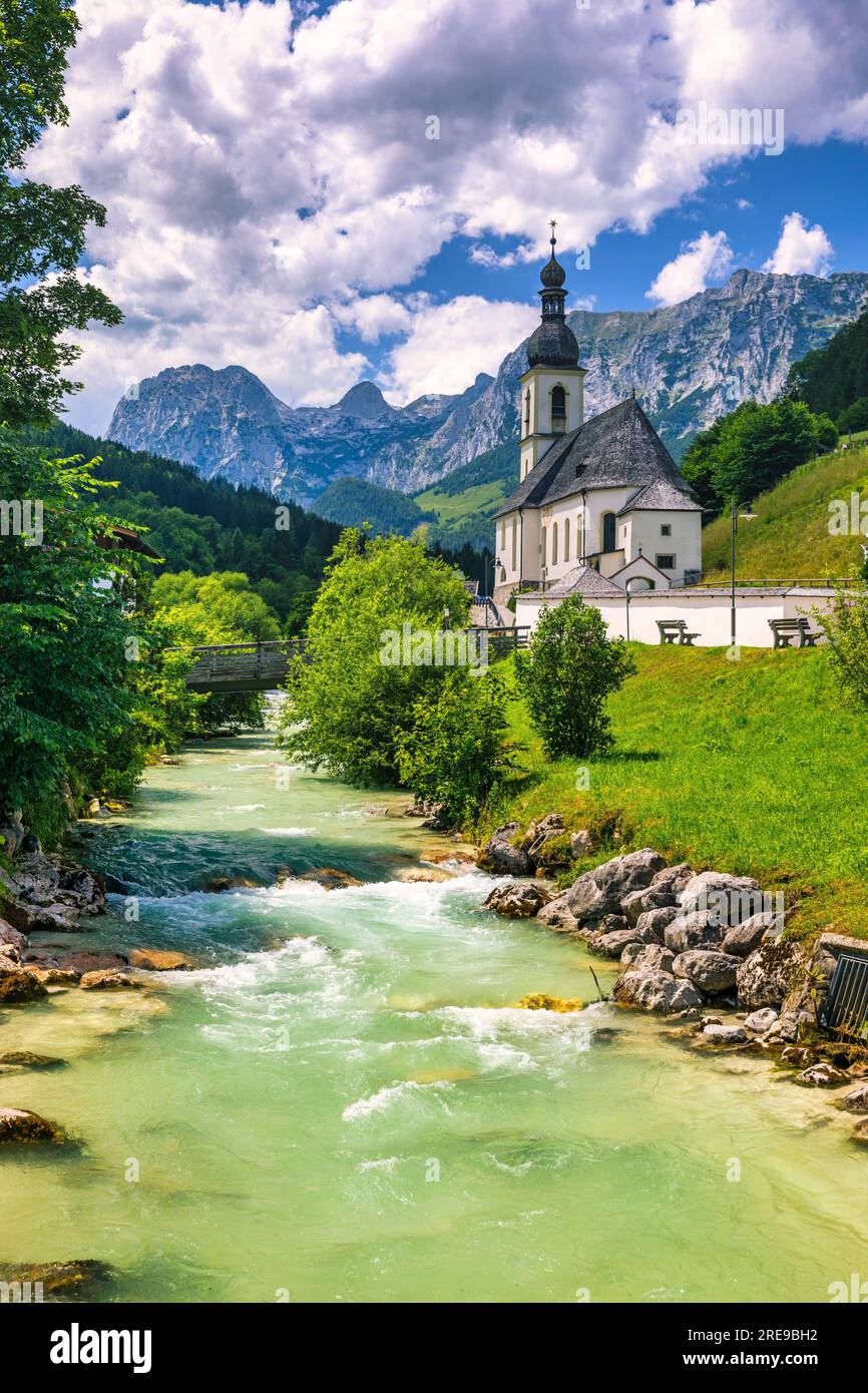 Parish Church of St. Sebastian in the village of Ramsau, Nationalpark ...