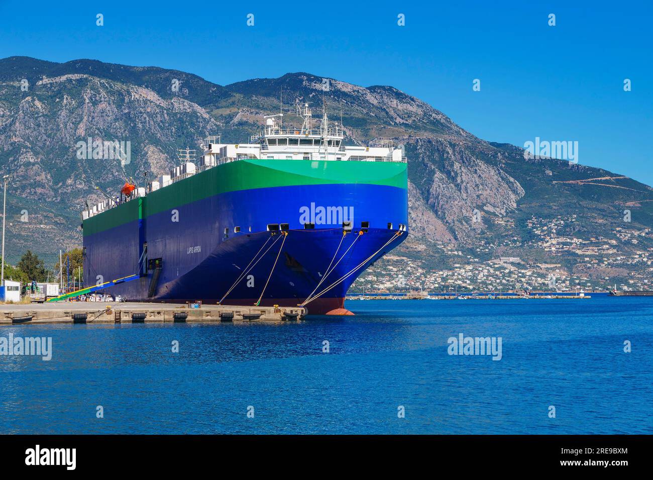 The ship LAPIS ARROW carrier anchored in Kalamata city port in Messenia ...