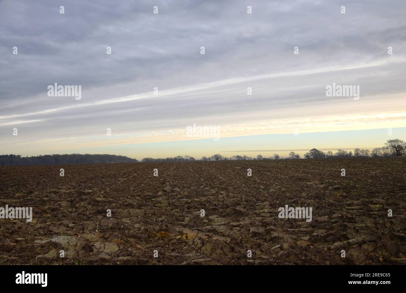 turned muddy field in winter Stock Photo - Alamy