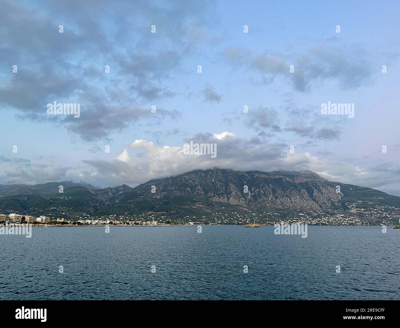 Beautiful view by the port of the seaside city Kalamata in Messenia ...