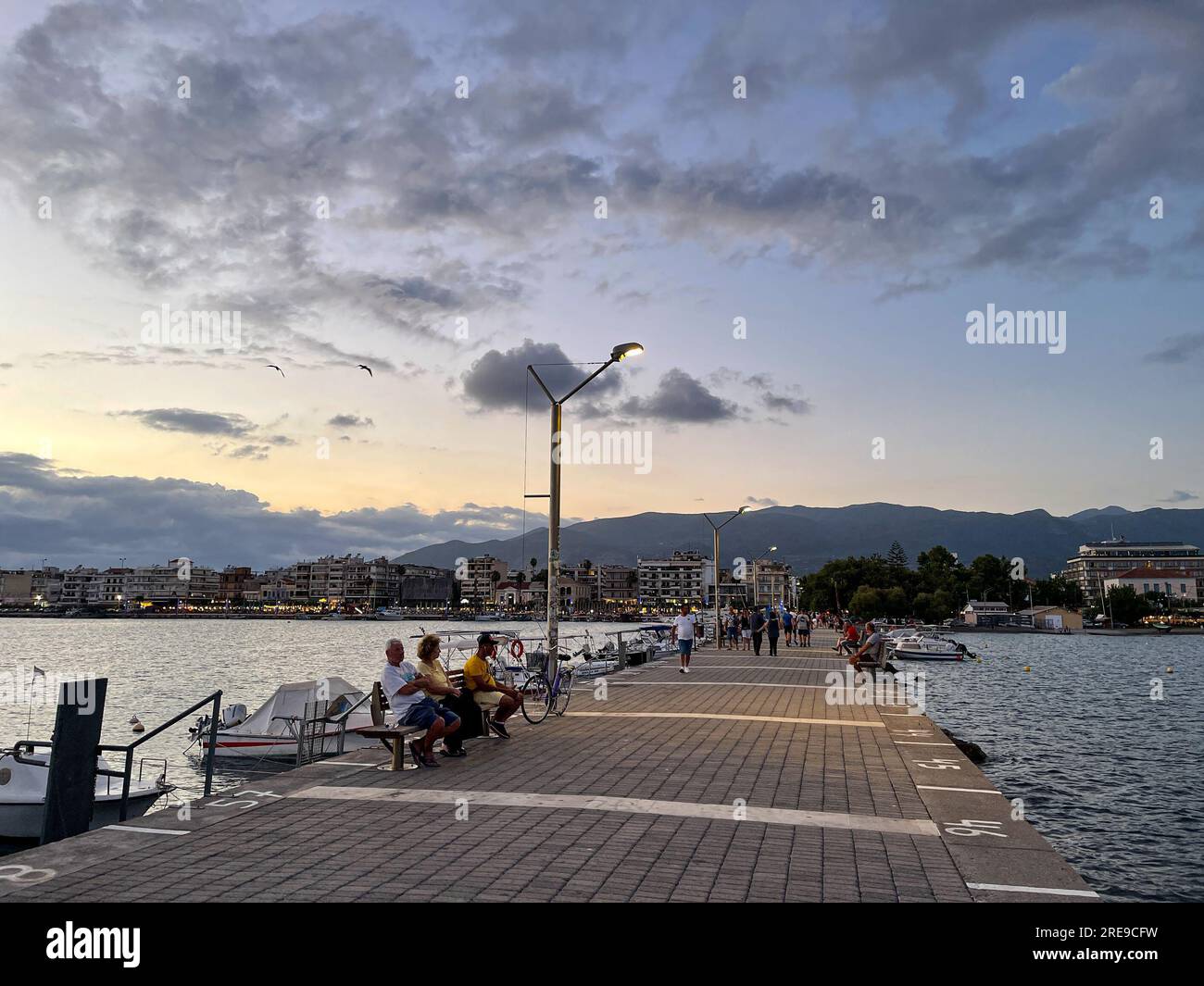 Beautiful view by the port of the seaside city Kalamata in Messenia ...