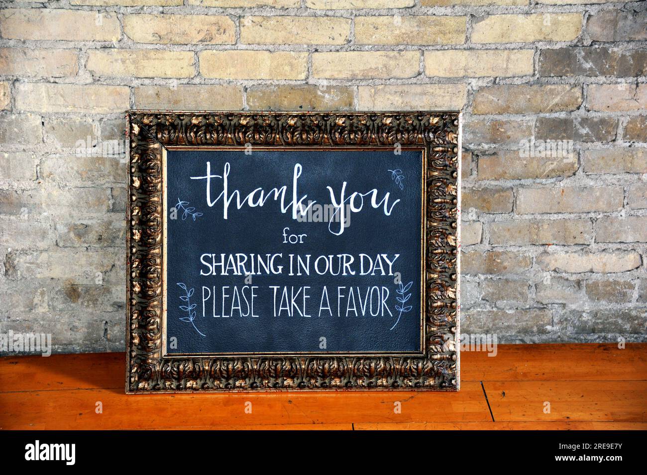 Chalk board framed in an elegant, vintage picture frame, gives message ...