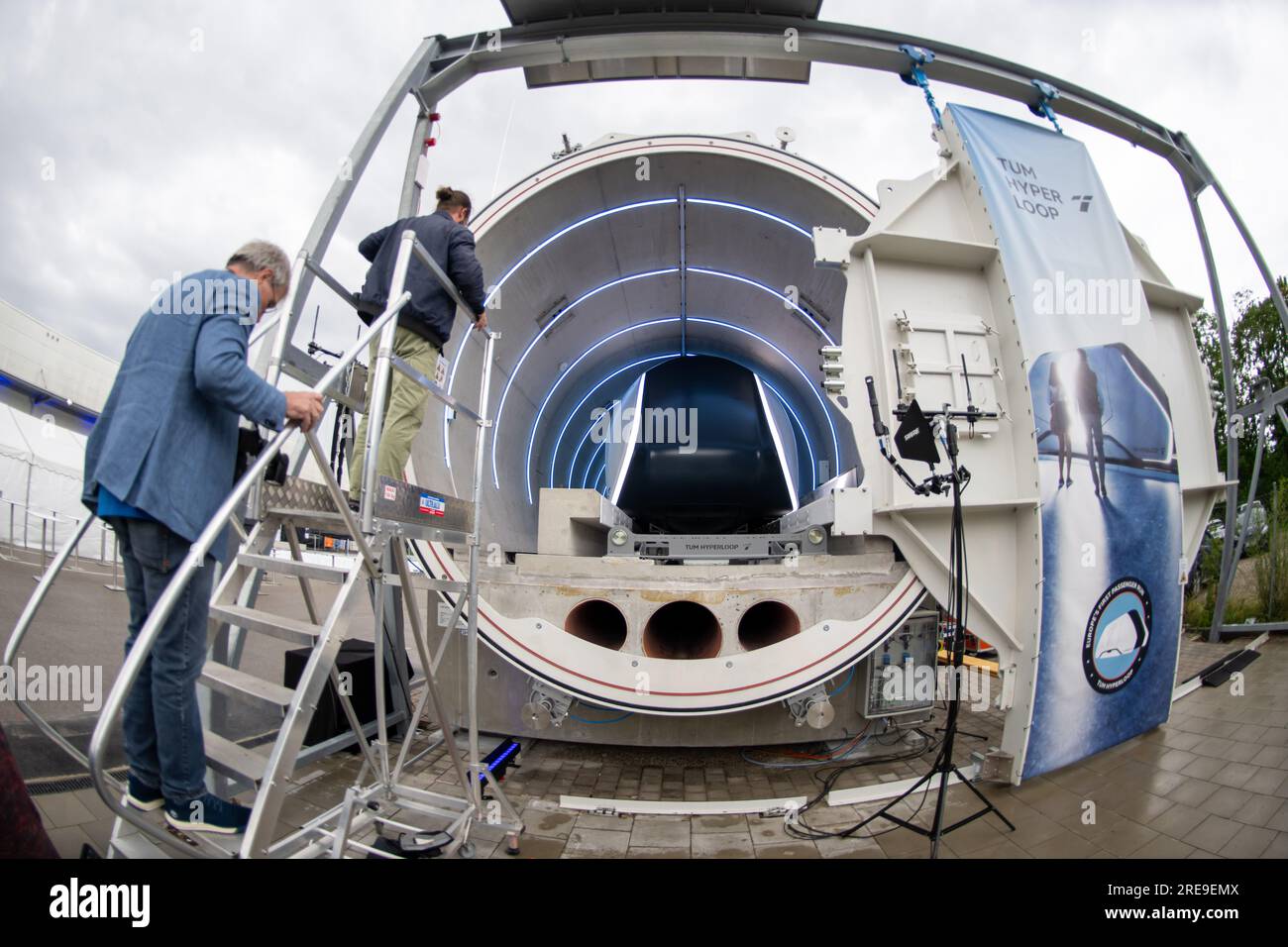 Ottobrunn, Germany. 26th July, 2023. The Hyperloop test track tube with ...