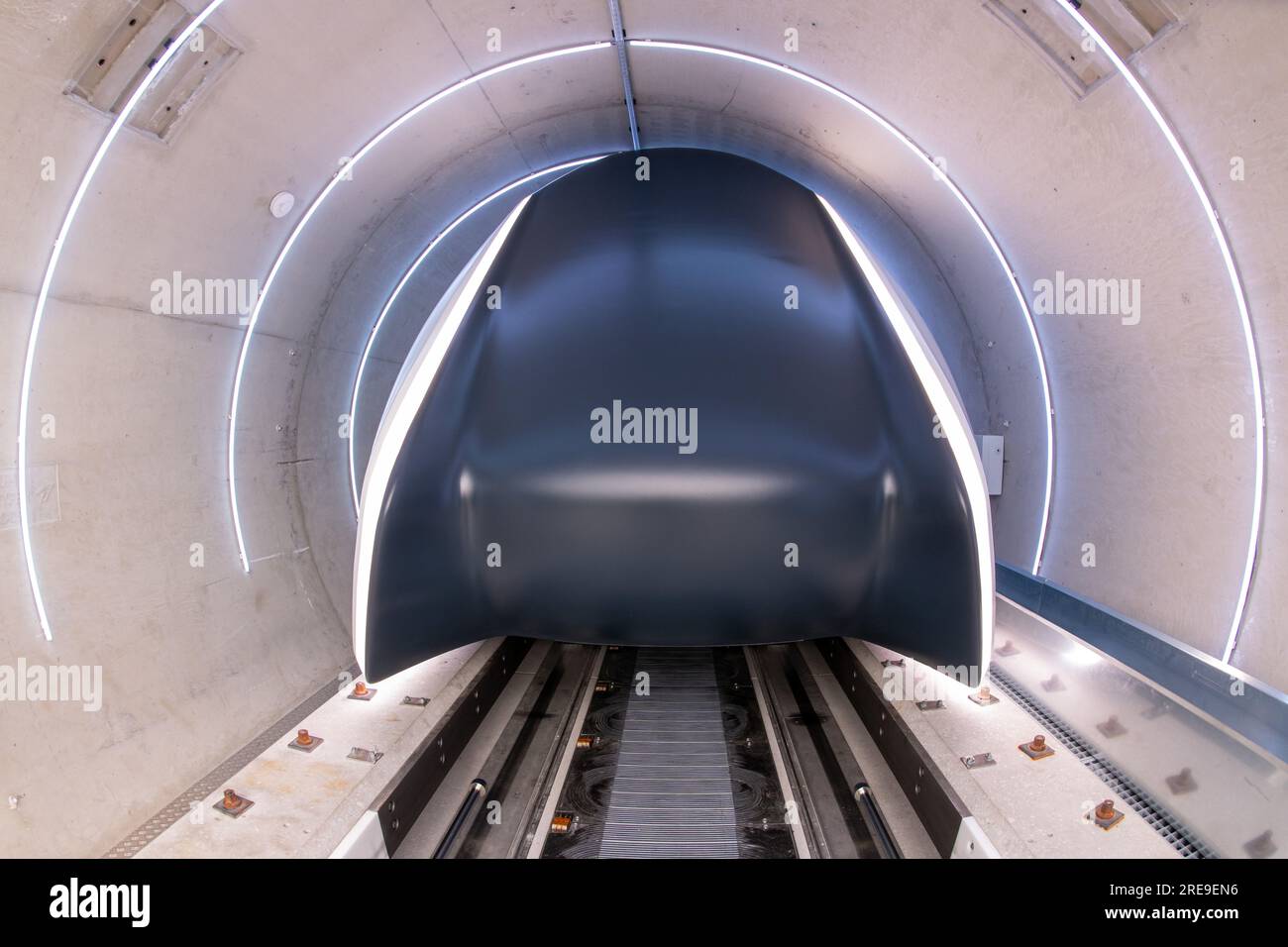 Ottobrunn, Germany. 26th July, 2023. The Hyperloop test track tube with ...