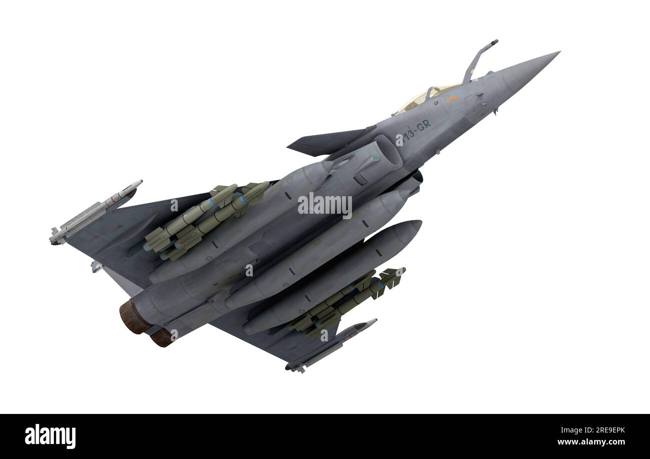 attack fighter from borttom view 3d render on white Stock Photo - Alamy
