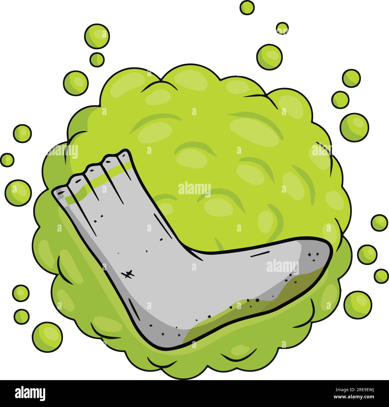 a cartoon of a sock stuck in a ball of green algae Stock Vector Image ...