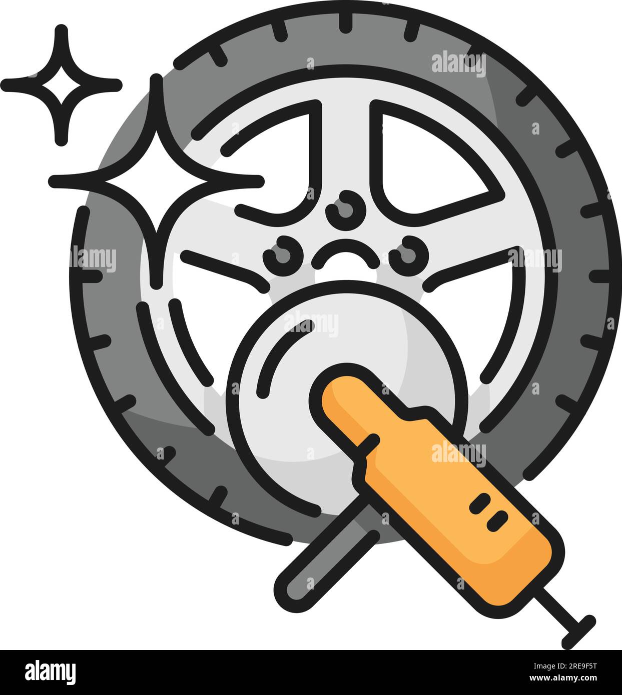 a cartoon of a car wheel with a wrench and a star Stock Vector Image ...