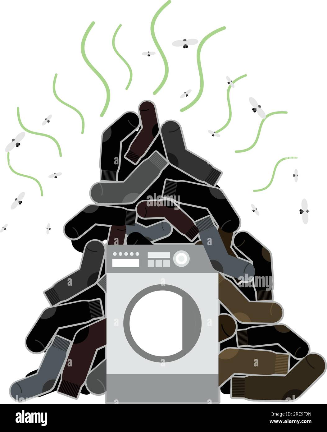 there is a pile of clothes and a washing machine on the ground Stock ...