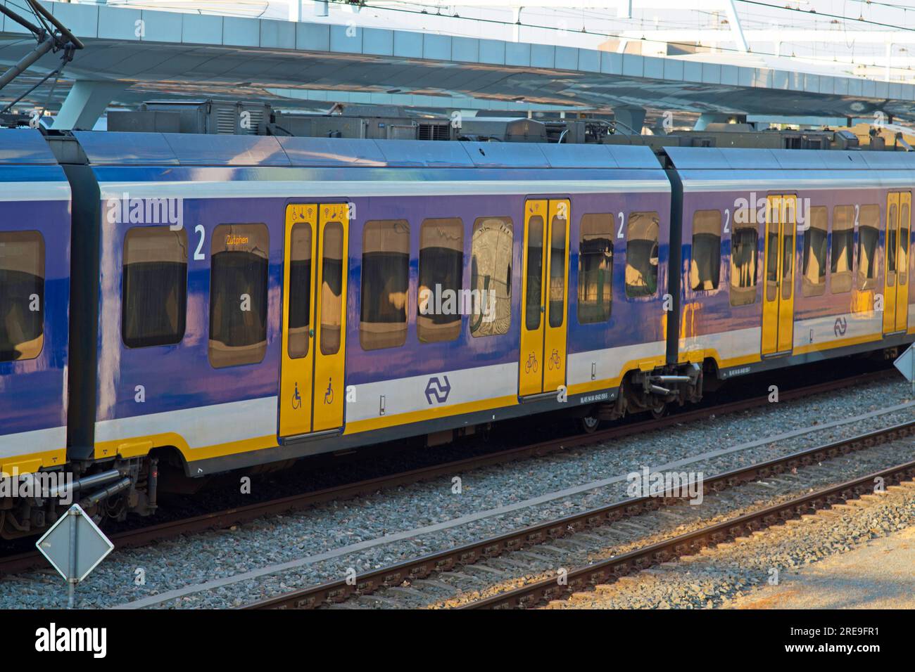Arnhem, Netherlands - June 11, 2023: Blue, yellow and white Sprinter ...