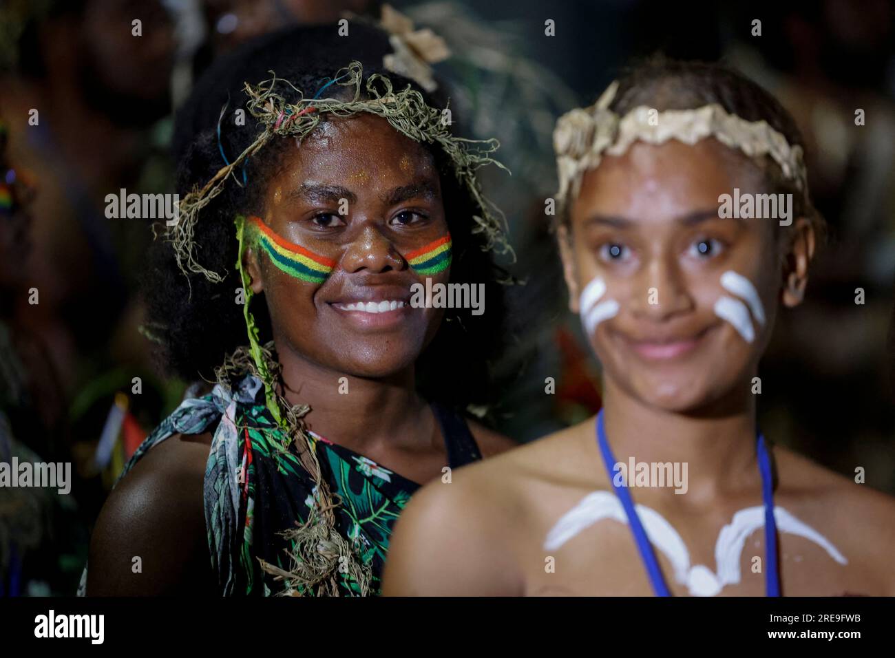Paris, Vanuatu. 26th July, 2023. People in traditional attire wait for ...