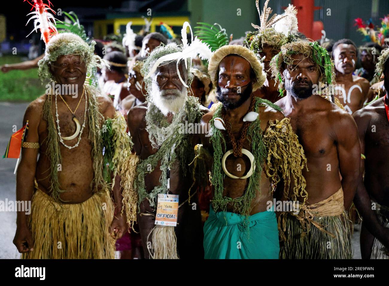 Paris, Vanuatu. 26th July, 2023. People in traditional attire wait for ...