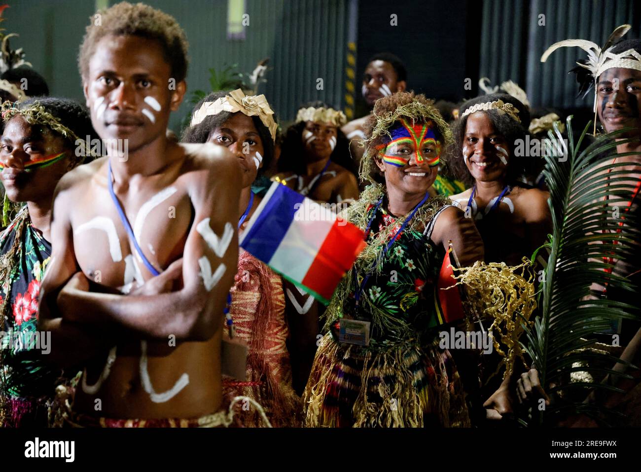 Paris, Vanuatu. 26th July, 2023. People in traditional attire wait for ...