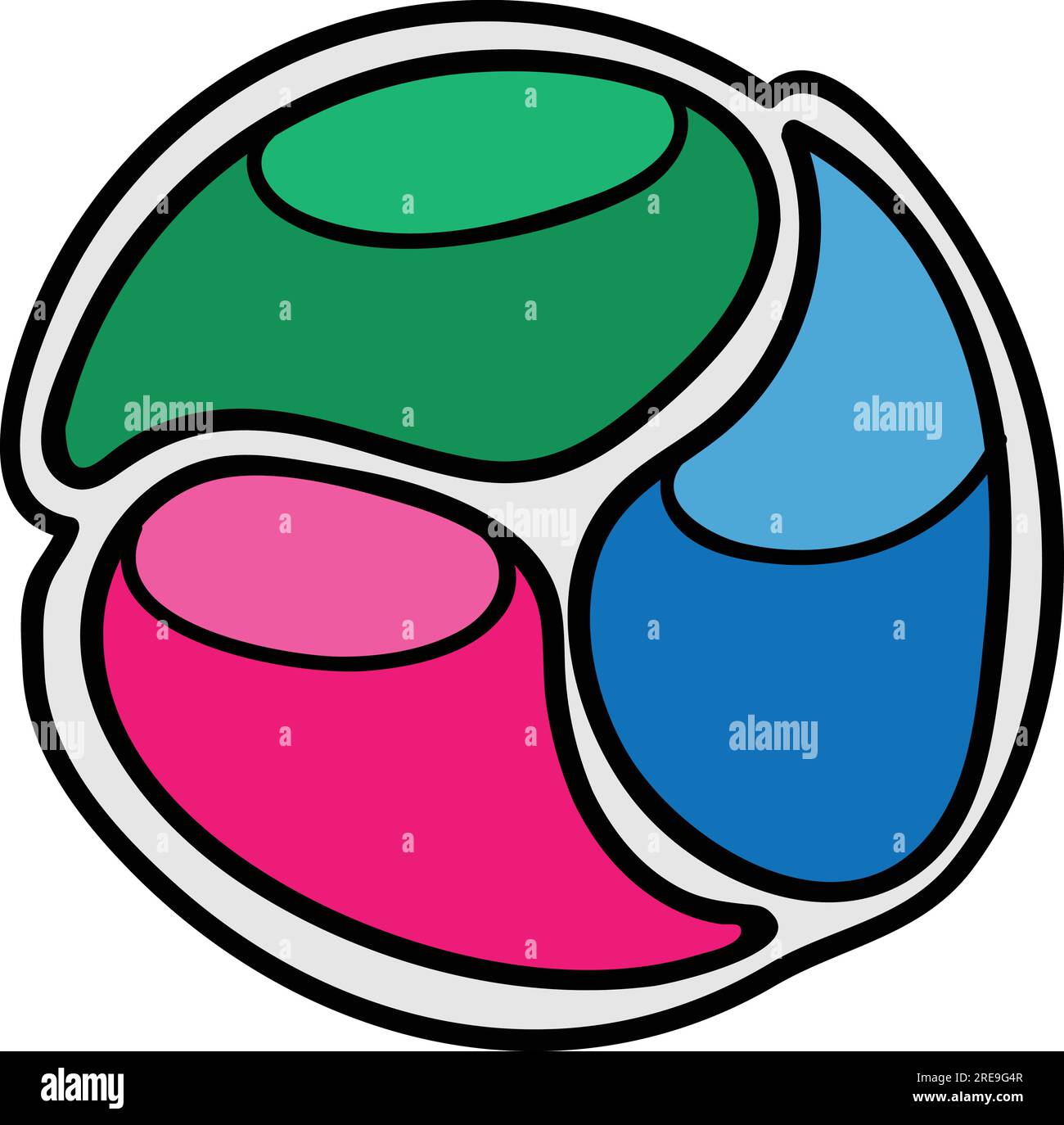 a cartoon of a colorful plate with three different colored plates Stock ...